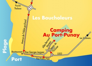 Plan d'accés du camping Au Port Punay à Châtelaillon-Plage La Rochelle